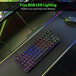 Fiodio 61 Keys RGB Wired Mechanical Gaming Keyboard with Audible Click Sound Blue Switches, Compact Mini Portable Computer Keyboard for Windows Gaming PC,F-DB21