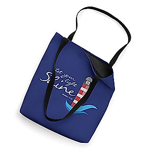 Let your light shine - Matthew 5:16 - Christian Lighthouse Tote Bag