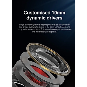 Senlee TRN V90 in Ear Hearphones 4BA 1DD Five Drivers Hybrid in Ear Monitors, TRN HiFi Earbuds1DD + 4BA with 3.5mm Plug 2pin 0.75mm Detachable Cable(with Mic, Midnight)