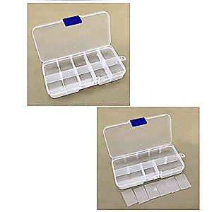 2 pcs Adjustable Clear Plastic Jewelry Craft Beads fishing hook Small Accessories Multipurpose Organizer visually adjustable clearly storage box (10 Adjustable Clearly Storage Box)