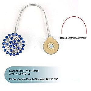 uxcell 2 Pack Magnetic Curtain Tiebacks 15 Inch Curtain Holdbacks Window Tassels Tie Backs Clips Decorative Rope Curtain Holdback Holder, Blue