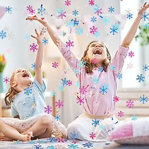 Pasimy 200 Pcs Snowflakes Confetti Decorations frozen birthday confetti winter wonderland christmas table decor glitter snow confetti for Birthday Wedding New Year Xmas Holiday surprise party supplies