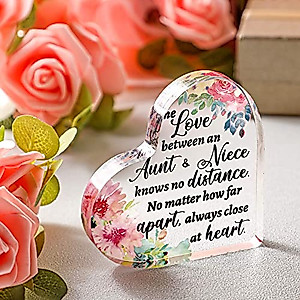 Aunt Gift from Niece Nephew Aunt Birthday Gifts Acrylic Heart Keepsake Sign Paperweight Idea for Aunt Auntie (Elegant)