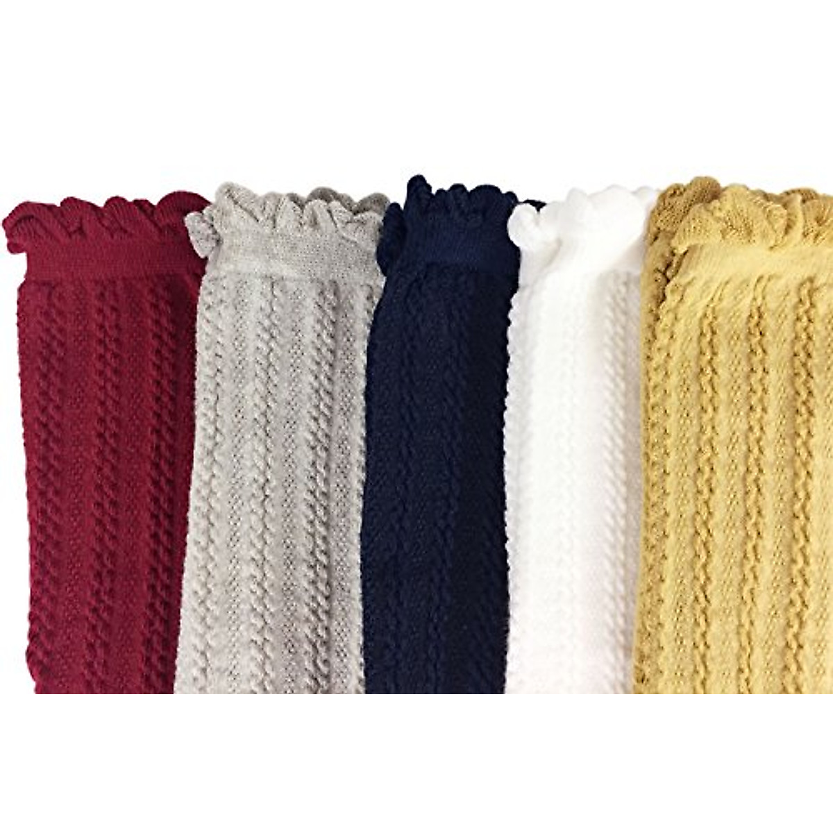 Jastore 5 Pairs Unisex Baby Girl Boy Lace Stocking Toddler Knit Knee High Cotton Socks (3-5T, A-Mixed Color-5 Pairs)