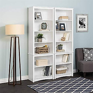 Pemberly Row Tall Contemporary 6 Shelf Bookcase in White