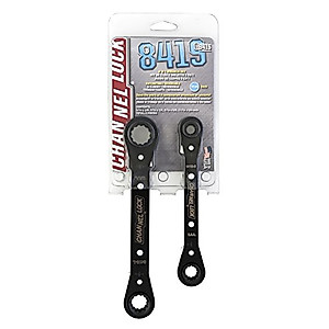 Channellock 841S 8-in-1 SAE Ratcheting Wrench Set | 8 sizes in 2 Pieces Including 5/16, 3/8, 7/16 ,9/16, 5/8, 11/16, 3/4-Inch | 12 Point Ratchet | Heat Treated for Durability | Made in USA , Black