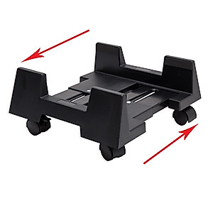 IO CREST Mobile Desktop Tower Computer Floor Stand Rolling Caster Wheels with Support Walls and Adjustable Width from 6" to 10"