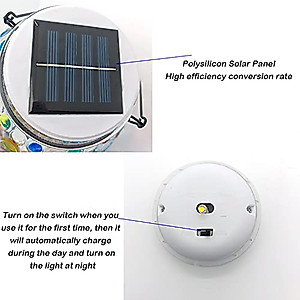 Solar Powered Mosaic Glass Garden Light, Outdoor LED Ball Solar Table Lights, Rechargeable Solar Outdoor Lights for Patio, Countryyard, Yard, Party Decorations (Warm White)