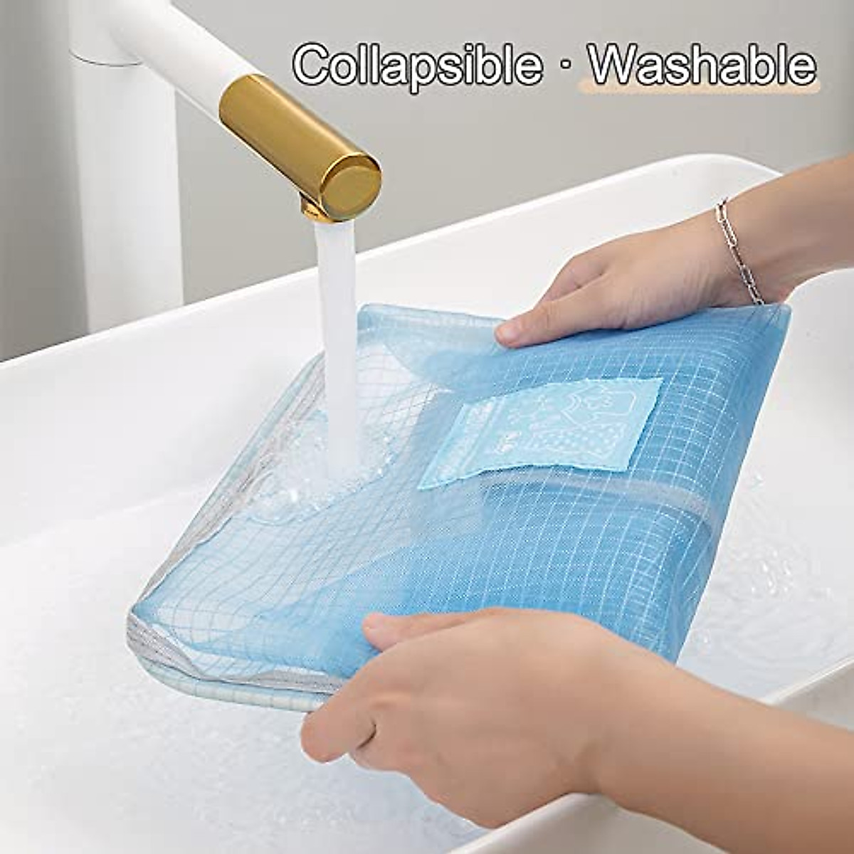 Hanging Laundry Hamper，Laundry Basket，Collapsible Clothes Hamper， Removable and Washable Bag, Metal Wire Frame ，Self-Adhesive ，For Bathroom Space Saving (Gray)