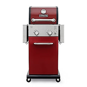 Permasteel 2-Burner Gas Grill | Cast Iron Cooking Grates, Grilling Tools Holder, Foldable Sides, PG-A40201-RD, Cabinet Style, 22000 BTUs – Red