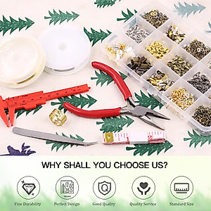 Keadic 1459Pcs Jewelry Findings Starter Kit Includes Jump Rings, Cord Ends, Eye Pin, Lobster Clasps, Earring Hooks, Beading Wires, Flat Nose Pliers for Jewelry Earring Bracket Necklace Making