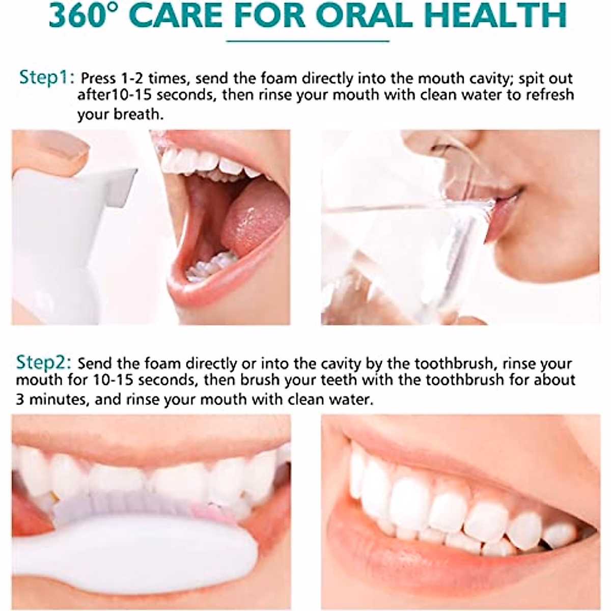 Teeth Whitening Toothpaste Foam-Baking Soda Toothpaste,Ultra-fine Mousse Deeply Clean Gums,Intensive Stain Removal,Travel Friendly, Easy to Use,Oral Care Toothpaste Replacement Mouth Wash Water(60ml)