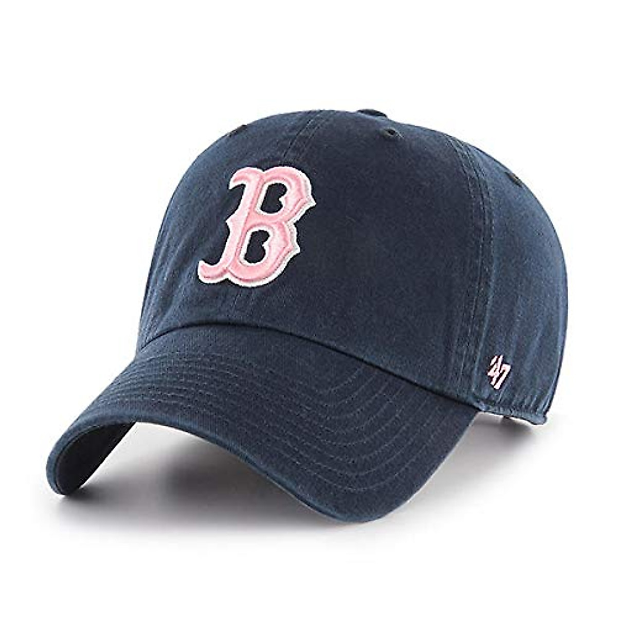 '47 Brand Boston Red Sox Clean Up Adjustable Hat - Navy/Baby Pink - MLB Baseball Cap