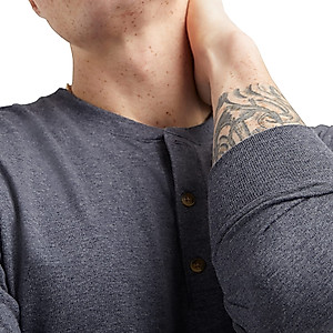 Hanes Comfortblend Hanes Originals Men's Tri-Blend Long Sleeve Henley, Athletic Navy PE Heather, Large