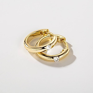 NandnSnow 14K Gold Hoop Earrings for Women Radiant Gold Diamond Hoop Earrings for Women Earrings Gold Huggie Hoop Earrings 14K Gold Earrings Jewelry, 15mm*3mm (gold)