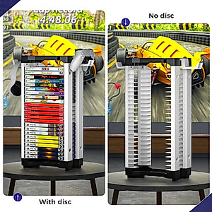 Allnice Game Storage Tower Multifunction Video Game Shelf for 24 game Disk, 2 Headsets Controllers Holder Compatible with PS3/PS4/PS5/ Nintendo Switch/Xbox One, Xbox Series X/S and Blu-Ray Discs