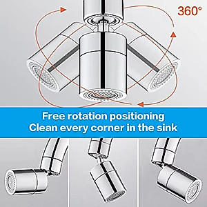 HotMax 360° Swivel Faucet, Dual-mode Faucet Aerator, Kitchen Sink Aerator, Multi-functional Robotic Arm Faucet, Faucet Extension Replacement Part for Kitchen, Bathroom (1pack)