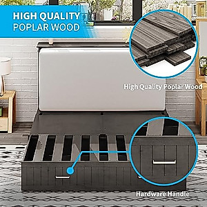 Horgaeo Queen Murphy Bed Cabinet with Mattress, Murphy Cube Cabinet Bed with USB Charging Station and Large Storage Drawer, Murphy Chest Bed for Small Guest Room, Home, Office, Gray