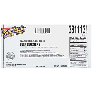 Ball Park Fully Cooked Flame Grilled Beef Burgers, 10.12 Pound -- 1 each.