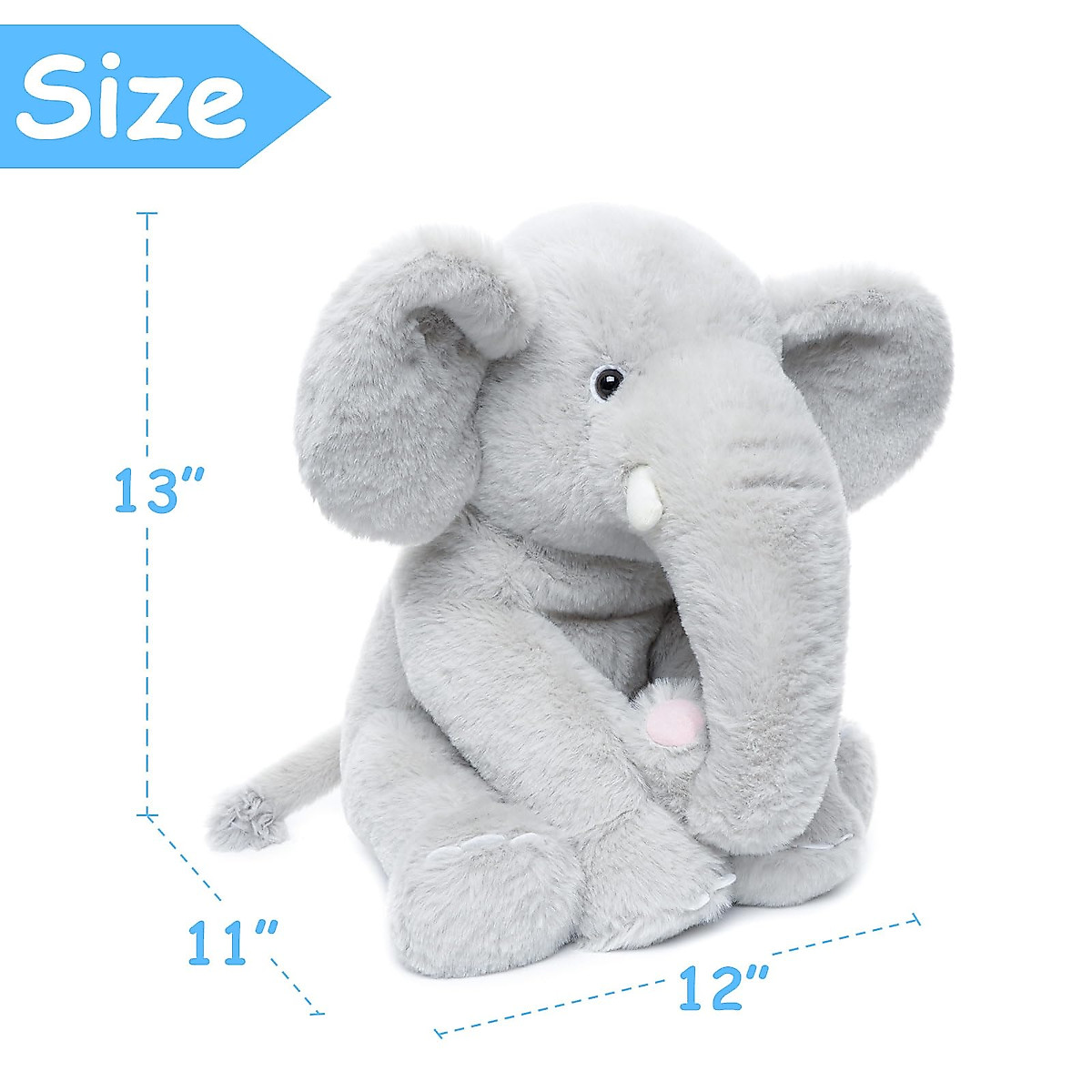 WEIGEDU 13" Gray Elephant Stuffed Animal - Plush Toy for Boys, Girls, Kids, Baby Shower, Bedtime, Birthday