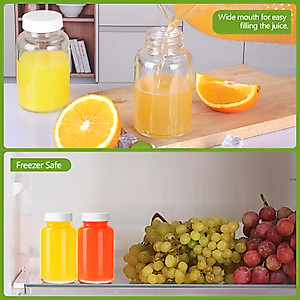 BPFY 12 Pack 4 oz Glass Juice Shot Bottles with Caps, 120 ml Empty Wellness Shot Glass Bottles, Reusable Clear Glass Bottles with Lids for Juice, Ginger Shots and Homemade Beverages