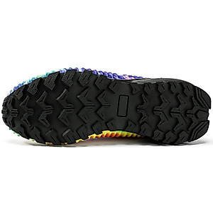 ikunka Men's Fashion Sneakers Lightweight Breathable Walking Shoes Tennis Cross Training Shoe Non Slip Trail Running Shoes（Rainbow 10）