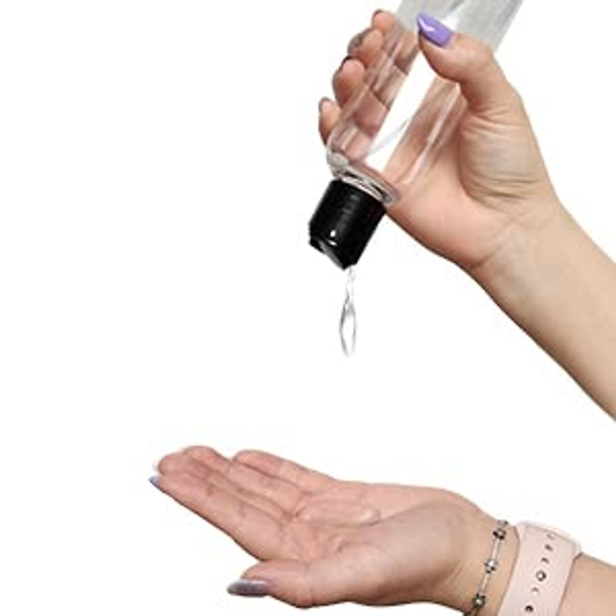 ljdeals 8 oz Clear Plastic Empty Bottles with Black Disc Top Caps, Refillable Containers for Shampoo, Lotions, Cream and More Pack of 6, BPA Free, Made in USA