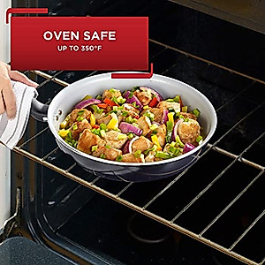 T-fal Initiatives Ceramic Non Stick Cookware Set 14 Piece, Oven Broiler Safe 350F, Kitchen Cooking Set W/ Fry Pans, Saucepans, Dutch Oven, Utensils, Healthy Cooking, Pots and Pans, Home, Black