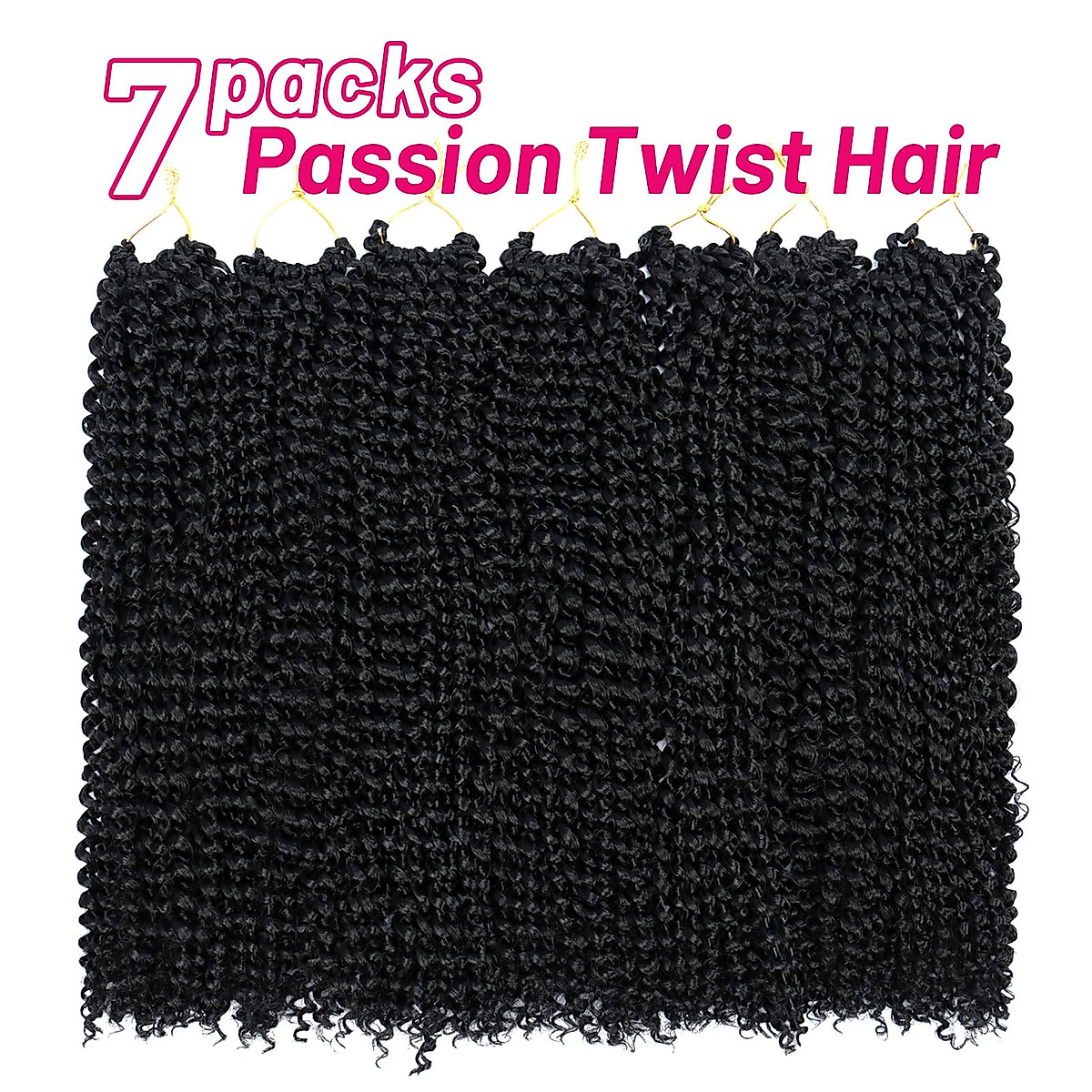 Dorsanee Passion Twist Hair 18 Inch 7 Packs Water Wave Crochet Hair Long Bohemian Curly Braiding Hair for Butterfly Locs, Faux Locs, Boho Style Spring Twist Crochet Braids (1B#)