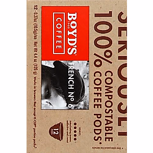 Boyd's Coffee French No. 6 Coffee –Ground Dark Roast– Blended from 100% Arabica – Rich & Full-Flavored – Single Cup - Pack of 12.