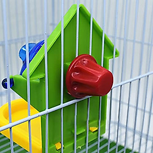 balacoo Parrot Food Feeder Plastic Bird Food Dispenser Fixable Parrot Food Bowl Feeding Coop Cup Bird Intelligence Training Interactive Toy for Parakeet Conure Cockatiel Random Color