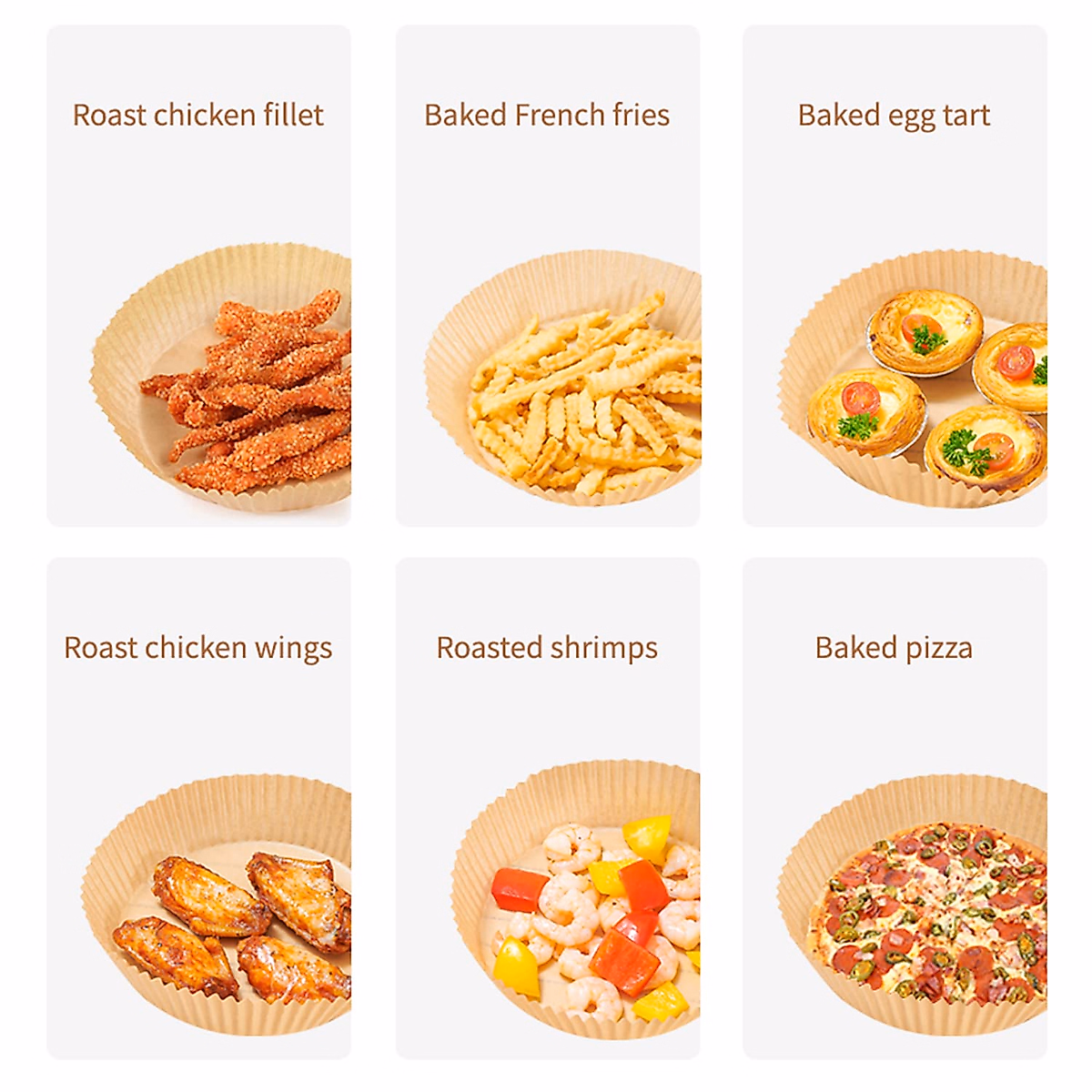 Air Fryer Liners Disposable 100pcs Air Fryer Parchment Paper 8 Inch (Fit 5-8 Qt) Non-Stick Oil Paper For Air Frying, Baking, Microwave Oven Baking