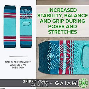 Gaiam Yoga Sock Anklets - Grippy Leg Warmer Ankle Socks for Yoga, Barre, Pilates, Dance, Aerobics - Bermuda Blue