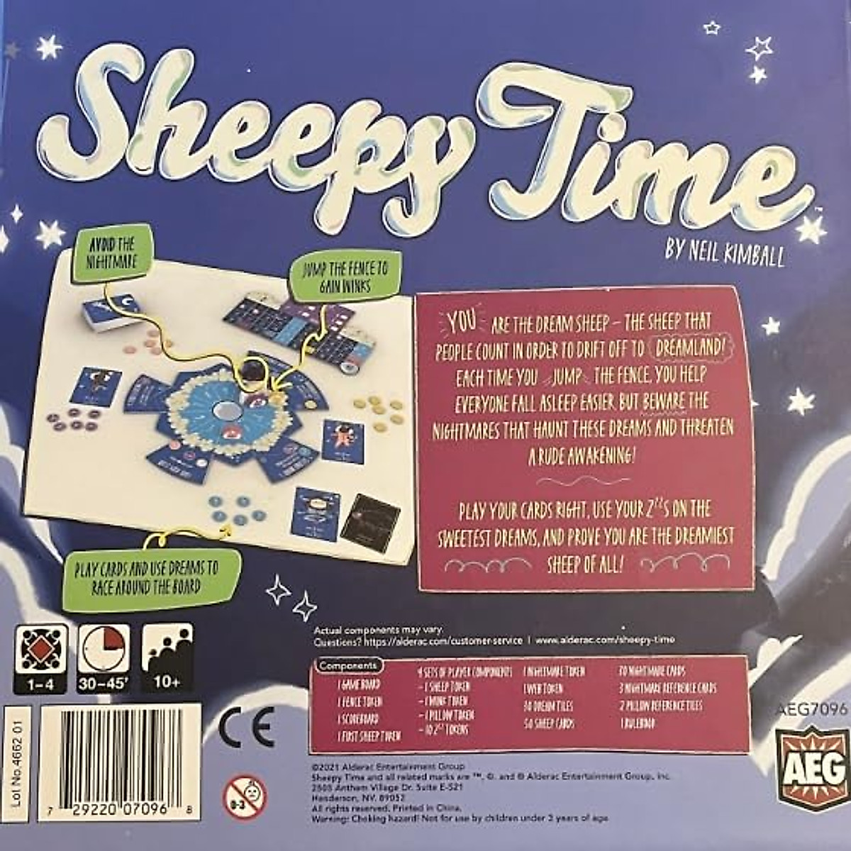 AEG Sheepy Time | Play as Sheep Jumping the Fence in Dreamland, avoid Nightmares | Interactive Push Your Luck Family Game | 1-4 Players | Ages 10+