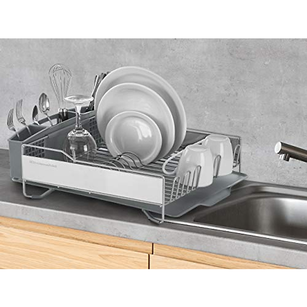 KitchenAid Full Size Dish Rack, Light Grey & OXO Good Grips SimplyTear Paper Towel Holder - Stainless Steel