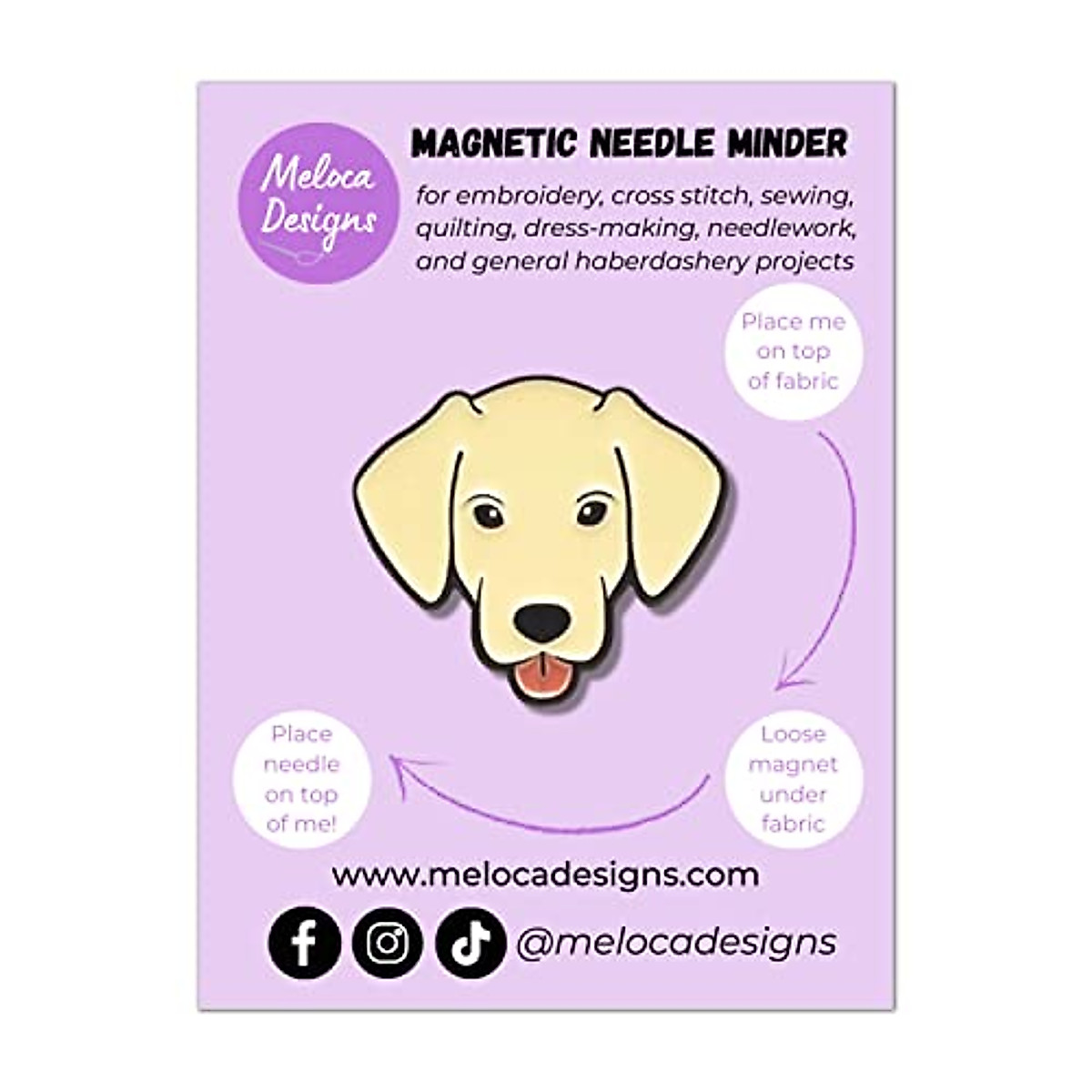 Meloca Designs Dog Needle Minder for Cross Stitch, Embroidery, Sewing, Quilting, Needlework and Haberdashery