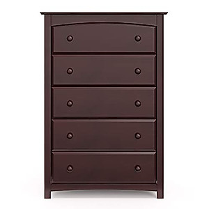 Storkcraft Kenton 5 Drawer Dresser (Espresso) – Dresser for Kids Bedroom, Nursery Dresser Organizer, Chest of Drawers for Bedroom with 5 Drawers, Universal Design for Children’s Bedroom