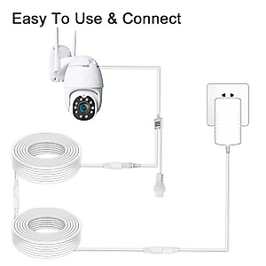 DC Power Extension Cable, 33ft 2Pack 2.1mmx5.5mm DC Plug Power Supply Adapter Extension Cord 20AWG Power Cord Compatible with 12V,24V Wireless CCTV IP Security Camera,Led Strip Lights(2pcs White)