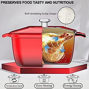 Dutch Oven, imarku 3.5 Quart Enameled Cast Iron Dutch Oven Pot with Lid for Braising, Broiling, Frying, Bread Baking, Roast Turkey, Oven Safe Up To 550°F, Enamel Coating, Nonstick Easy to Clean (3.5QT, RED)