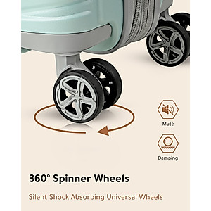 LUGGEX Carry on Luggage, Lightweight Suitcase 2 Piece with Spinner Wheels (Green, 14/20)