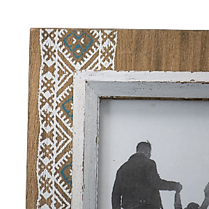 Foreside Home & Garden White Southwest Motif 4x6 Inch Wood Decorative Picture Frame