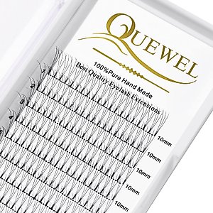 QUEWEL Volume Lash Extensions 5D 0.10mm D Curl Mix-8-15mm Short Stem Premade Fans Soft|Optinal 3D|4D|5D|6D|7D|8D 0.07/0.10mm C/D 8-20mm Mix-9-16mm 12-15mm 8-15mm|(5D 0.10D MIX8-15)