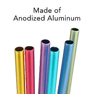 12 Pcs Reusable Metal Straws, Drinking Straws, Aluminum Straws, Smoothies Straws, Rainbow Colorful Straws for Party, Included Cleaning Brushes