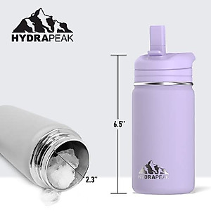 Hydrapeak Mini 14oz Kids Water Bottle with Straw Lid, Insulated Water Bottle Kids, Kids Water Bottle Stainless Steel, Kids Water Bottles (Lavender)