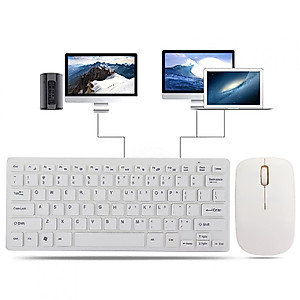 VBESTLIFE Mute Keyboard and Mouse Combo,2.4G Keyboard Mouse Set with Keypad Protector USB Receiver for Notebook Office Gaming Plug and Play(White)