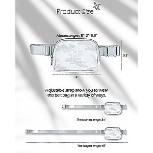 ODODOS Unisex Mini Belt Bag with Adjustable Strap, Pattern Small Fanny Pack for Workout Running Traveling Hiking, White Camo