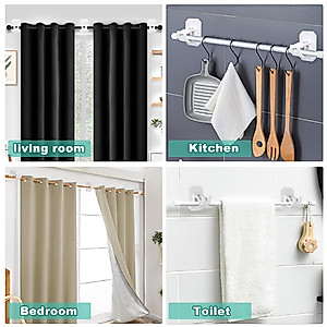 6PCS Upgraded No Drill Curtain Rod Brackets No Drilling Curtain Rod Holders Self Adhesive Curtain Rod Hooks Nail Free Adjustable Curtain Hangers Suitable for Poles of 0.62~1.57 Inch