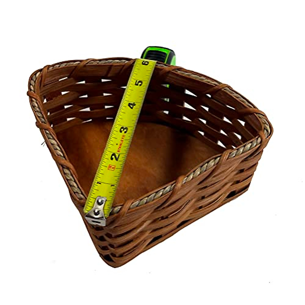 Amish Corner Storage Handmade Solid Oak Woven Wicker Basket (Small)