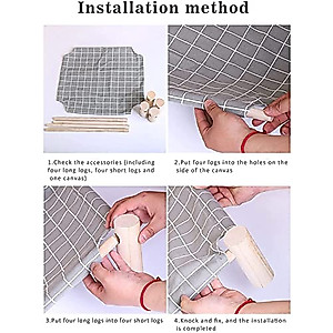 Cat and Dog Hammock Bed, Wooden cat Hammock Elevated Cooling Bed, Detachable Portable Indoor Outdoor pet Bed, Suitable for Cats and Small Dogs