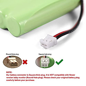 BAKTH 900mAh 3.6V Ni-MH Square-Hole Plug Battery for Motorola MBP33 MBP33S MBP33PU MBP35 MBP36 MBP36S MBP36PU MBP41 MBP43 Baby Monitor (Don't fit MBP33S MBP36 MBP36S with Round Hole Plug)